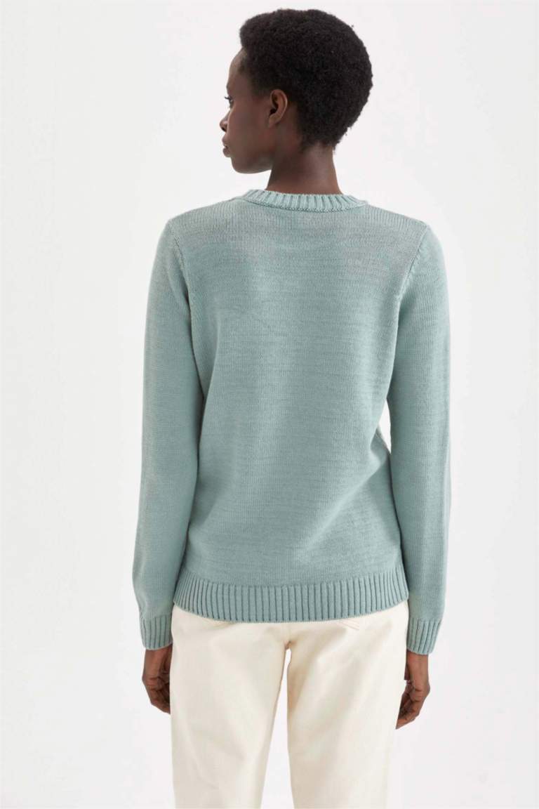 Turquoise WOMAN Regular Fit Crew Neck Pullover 2466243 | DeFacto