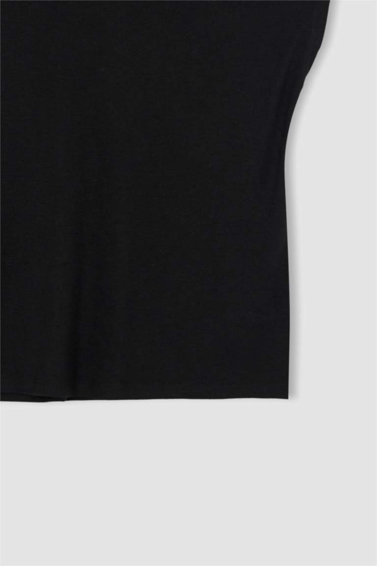 Noir FEMME T-shirt froncé à manches chauve-souris 2418534 | DeFacto