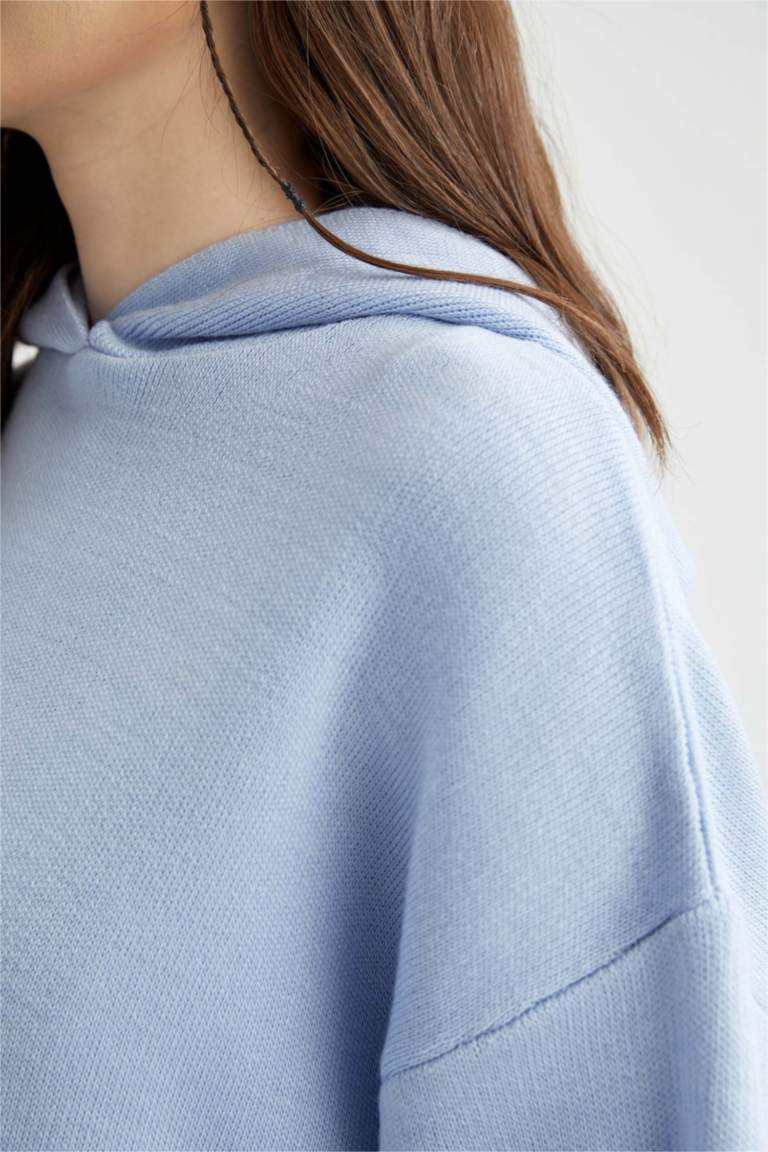 Blue WOMAN Oversize Fit Hooded Pullover 2486089 | DeFacto