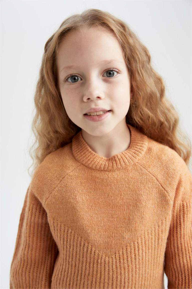 Orange Girls & Teens Girl Regular Fit Crew Neck Pullover 2501582 | DeFacto