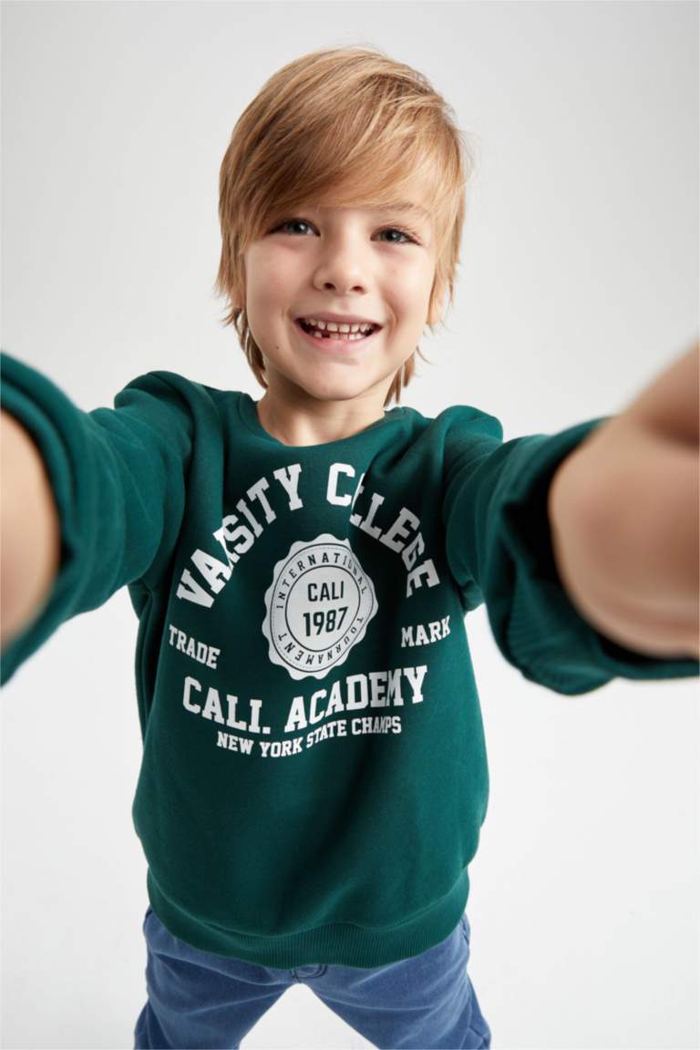 Vert GARÇONS Sweat- Shirt Tissu Sweat Épais Coupe Régulière Col rond ...