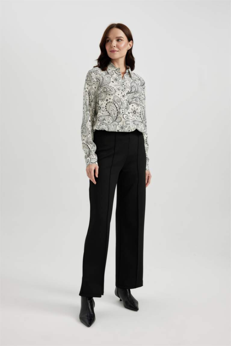 White WOMAN Loose Fit Patterned Long Sleeve Shirt Tunic 2901171 | DeFacto
