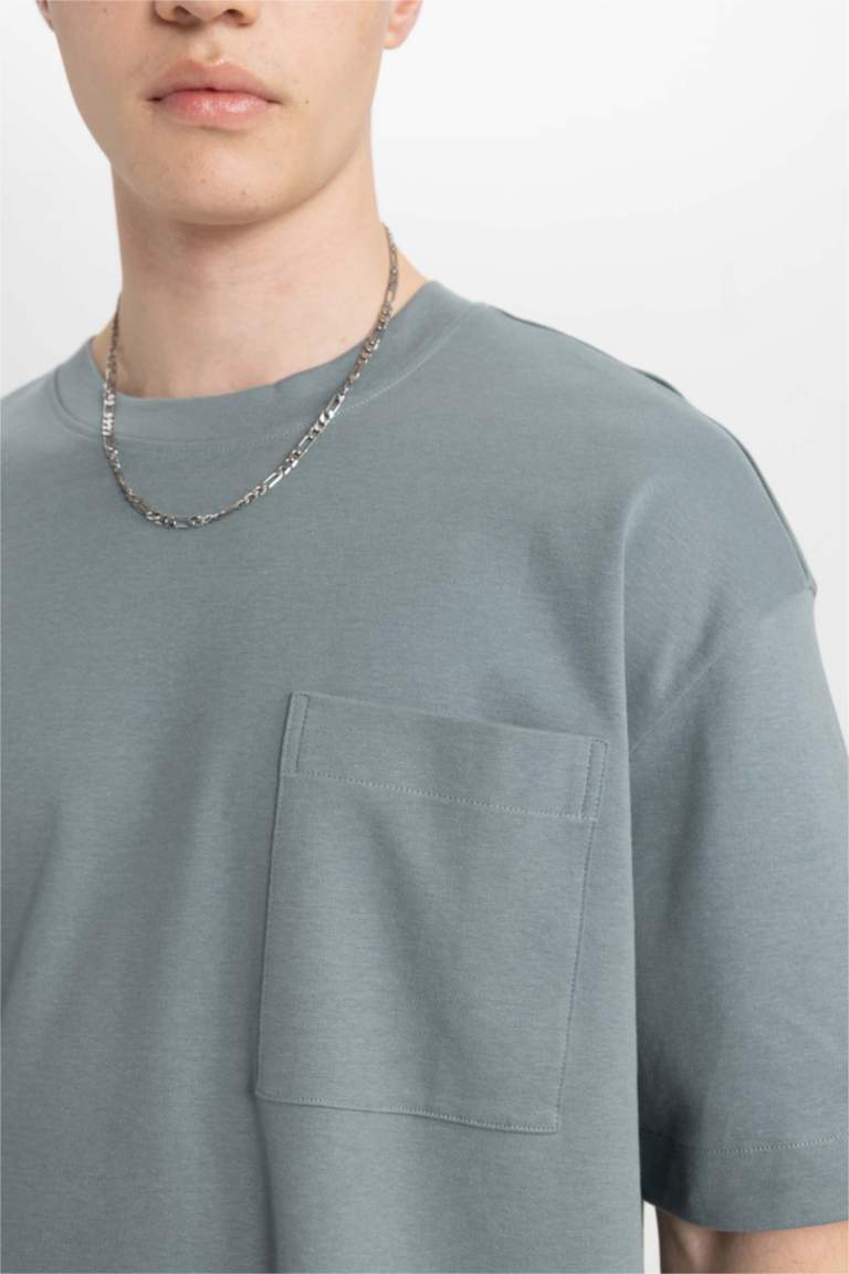 Green MAN Oversize Fit Crew Neck Heavy Fabric T-Shirt 3068674 | DeFacto