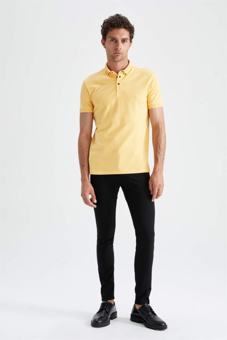 Jaune HOMME Manche Courte Col Polo T-Shirt Polo 2641211 | DeFacto