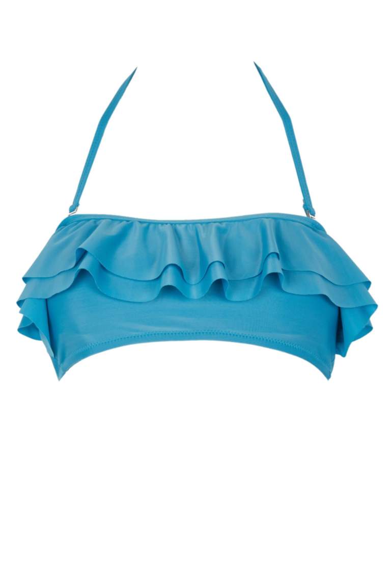 Turquoise Woman Strapless Frill Detail Bikini Top 2418498 | DeFacto