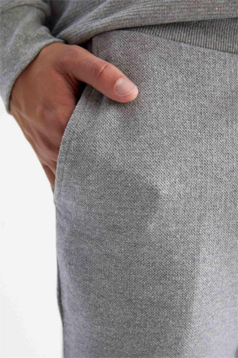 Grey MAN Slim Fit Rib Hem With Pockets Pique Trousers 2701198 | DeFacto