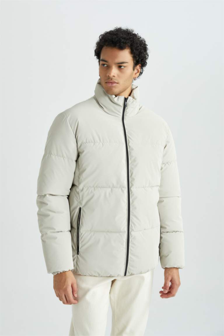 White MAN Slim Fit Lined Puffer Jacket 2787012 | DeFacto