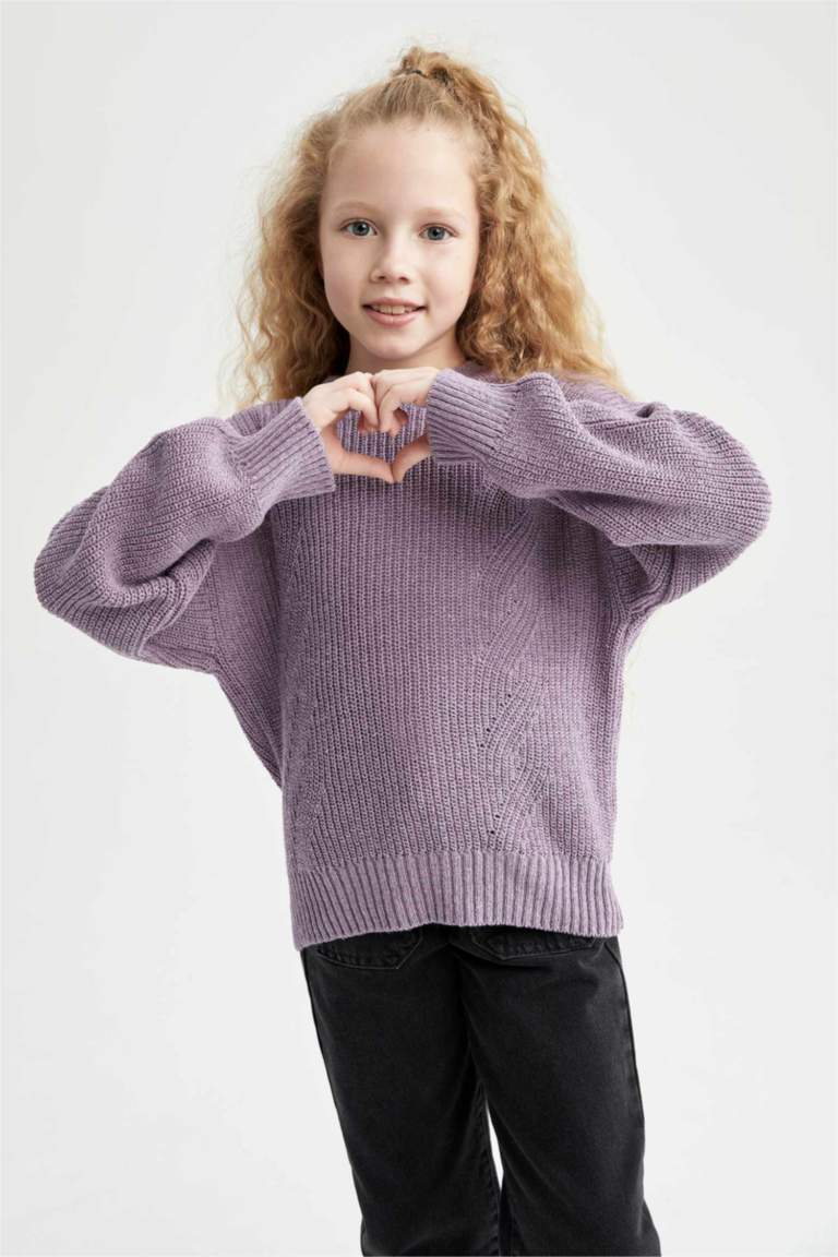 Purple GIRLS & TEENS Girl Regular Fit Crew Neck Pullover 2505756 | DeFacto