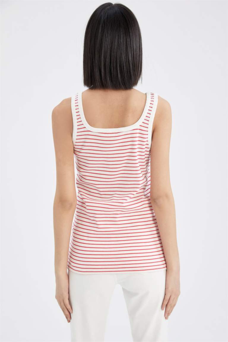 Pink WOMAN Regular Fit Striped V-Neck Ribbed Camisole Singlet 2523546 ...