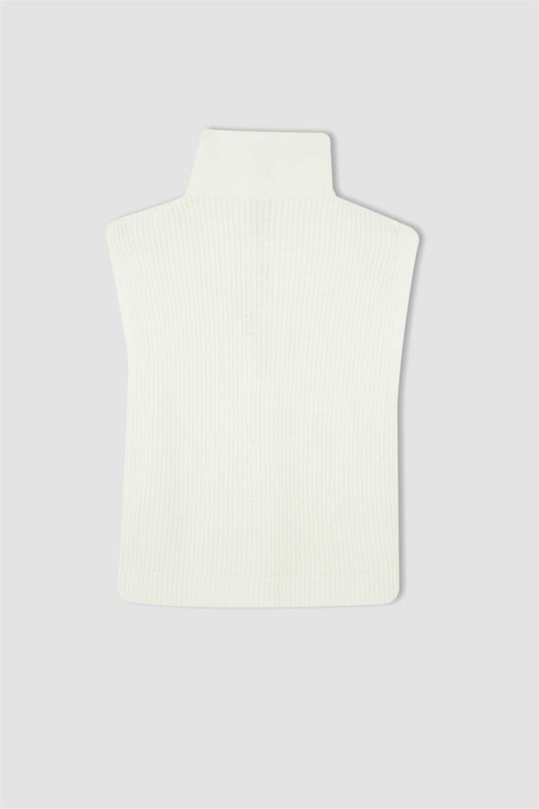 Ecru WOMAN Regular Fit Zip-Up Turtle Neck Thessaloniki Fabric Vest ...