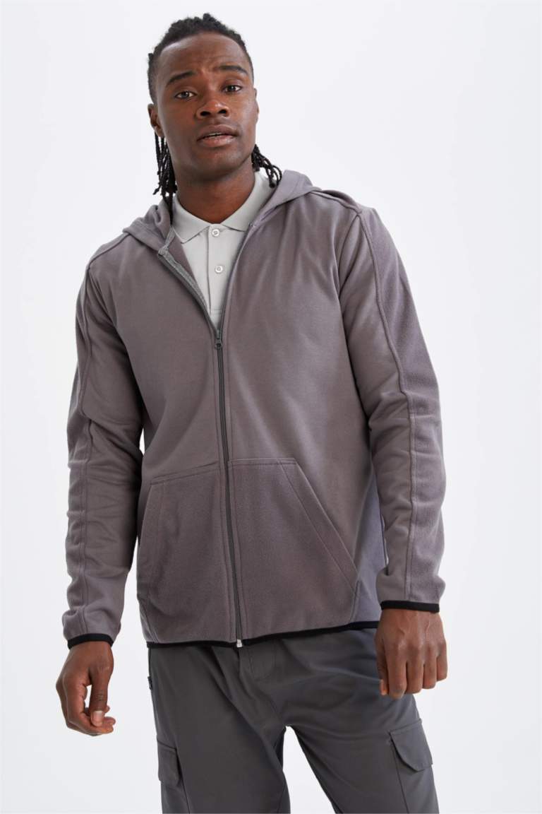 Anthracite Man Standard Fit Long Sleeve Zippered Sports Cardigan ...