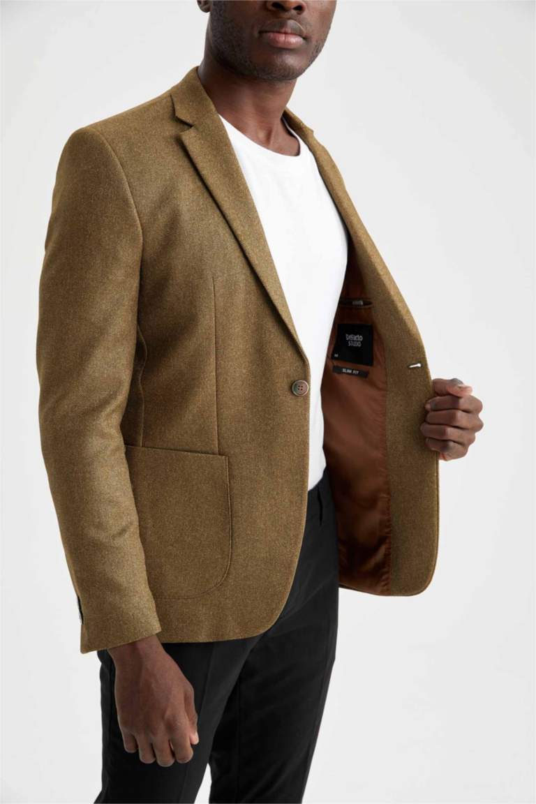 Kaki HOMME Blazer Coupe slim raccourcie Mi-doublé 2320762 | DeFacto