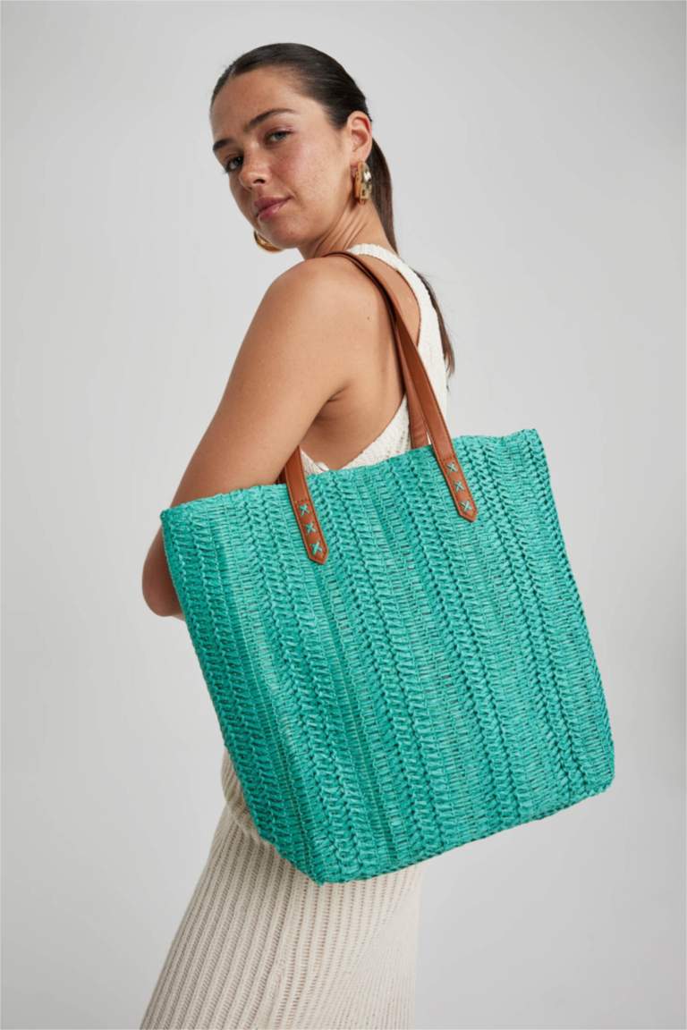 Turquoise WOMAN Women Large Straw Crossbody Bag 2729057 | DeFacto