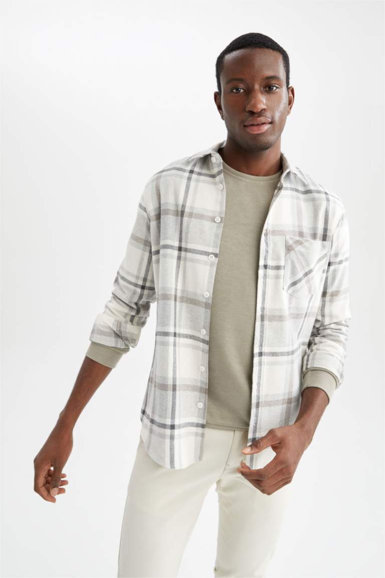 Grey MAN Modern Fit Check Print Shirt 2384598 | DeFacto