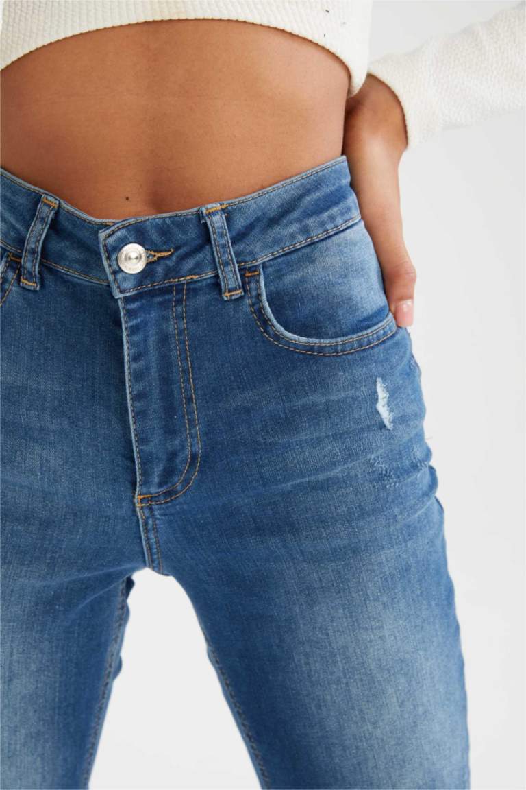 Blue Woman Rebace Skinny Fit Ripped Detailed Jean Trousers 2377362 ...
