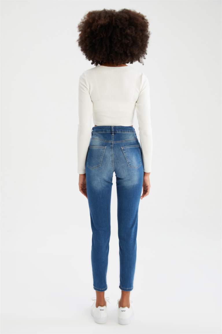 Blue Woman Rebace Skinny Fit Ripped Detailed Jean Trousers 2377362 ...
