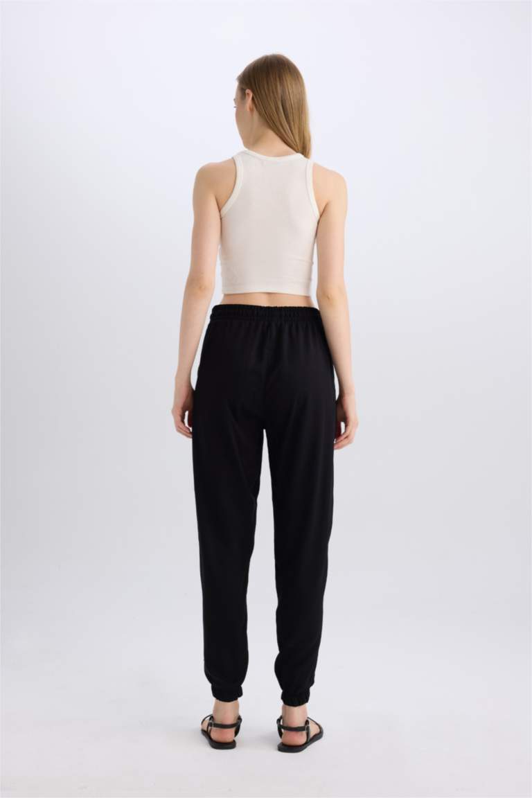 Black WOMAN Jogger Normal Waist Ankle Length Viscose Trousers 3101950 ...