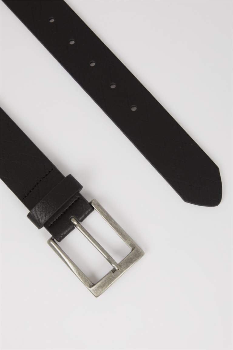 Black Man Men Rectangle Buckle Faux Leather Belt 2425064 | DeFacto