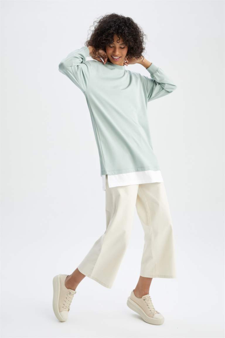 Beige Woman Regular Fit Gabardine Trousers 2418447 | DeFacto