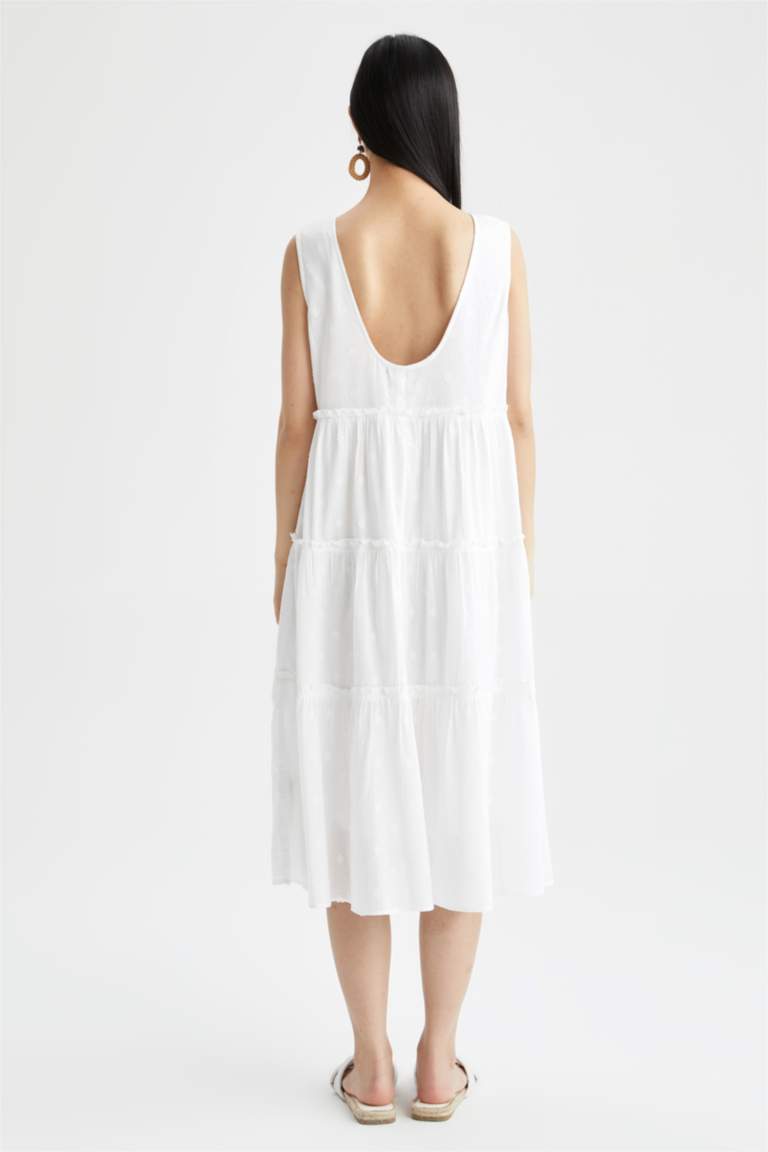 Blanc FEMME Robe Midi Sans Manches À Col Rond 2440880 | DeFacto