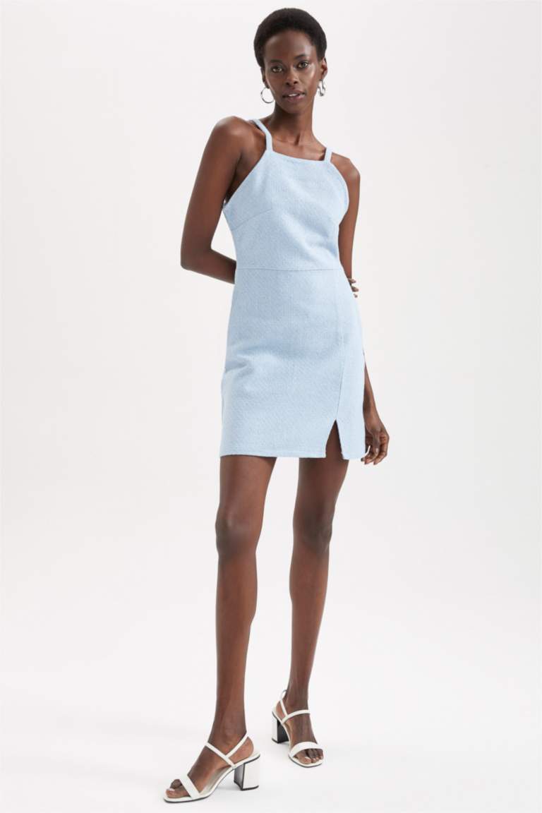 Blue Woman Strappy One Side Split Mini Dress 2436290 | DeFacto