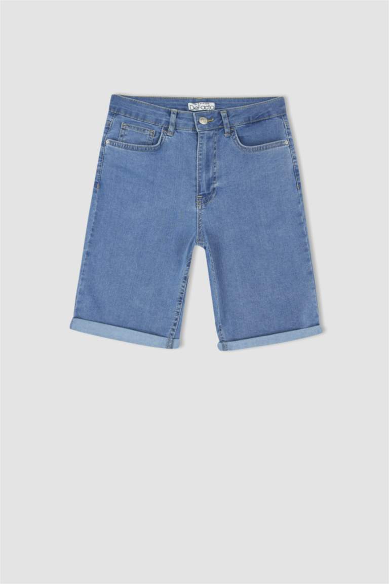 Blue WOMAN Normal Waist Fold Cut Jeans 2418478 | DeFacto