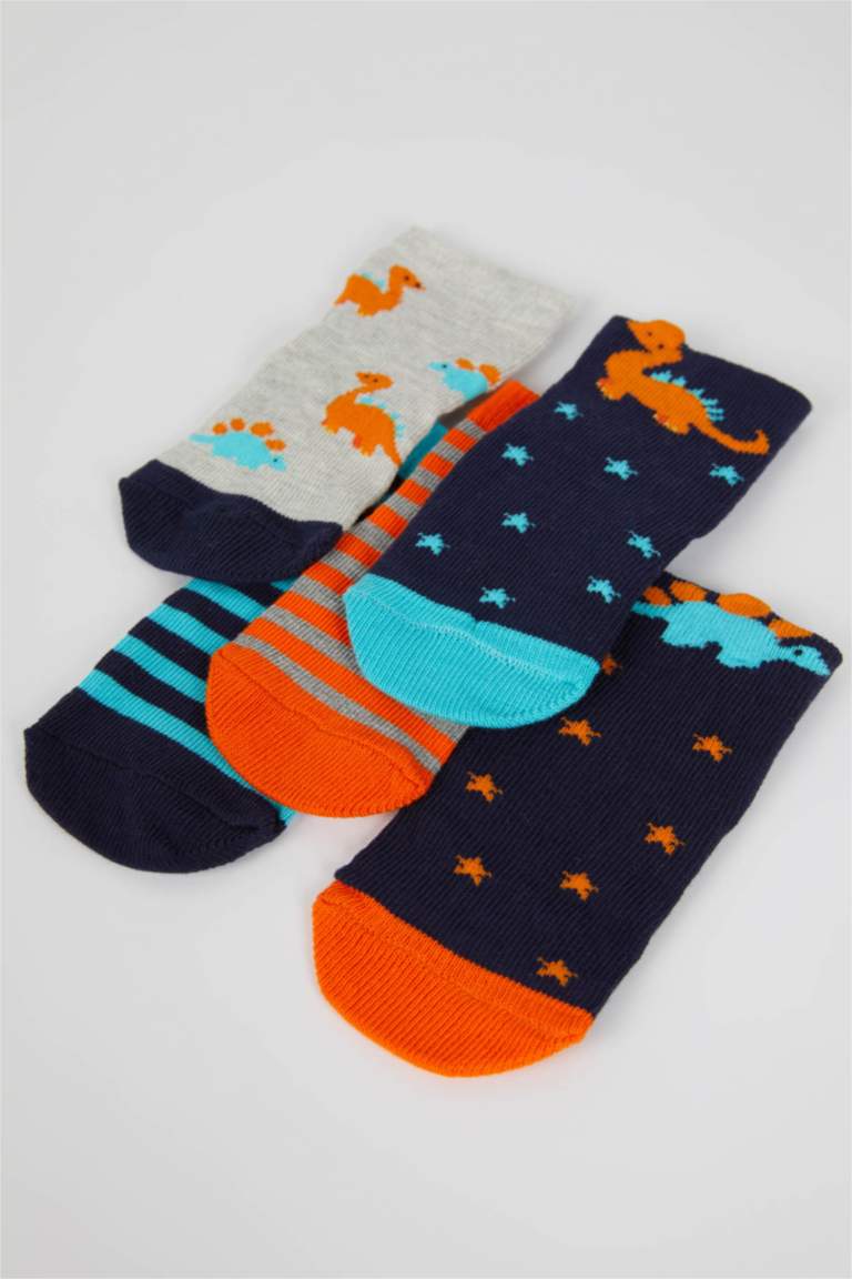 Çok Renkli Erkek Bebek Erkek Bebek Desenli Pamuklu 5'li Uzun Çorap ...