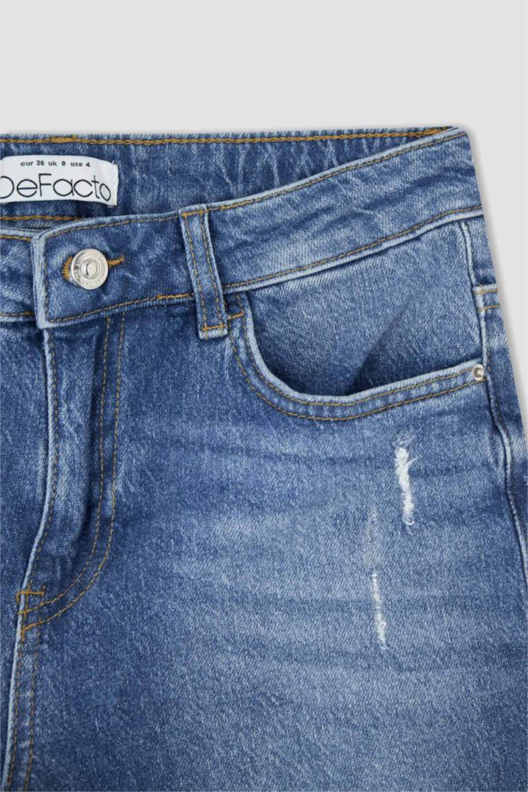 Blue WOMAN Distressed Mini Jean Short 2439043 | DeFacto