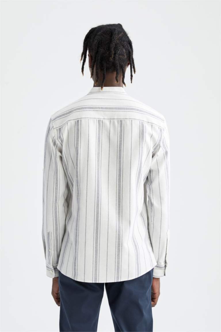 Ecru MAN Modern Fit Long Sleeve One Side Pocket Striped Shirt 2464602 ...