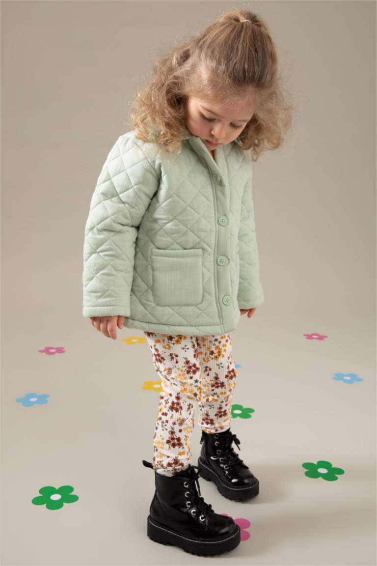 Turquoise BABY GIRL Baby Girl Baby Collar Quilted Filled Combed Cotton ...