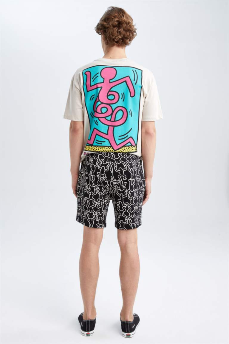 Black MAN Coool Slim Fit Keith Haring Cotton Combed Shorts 2486329 ...
