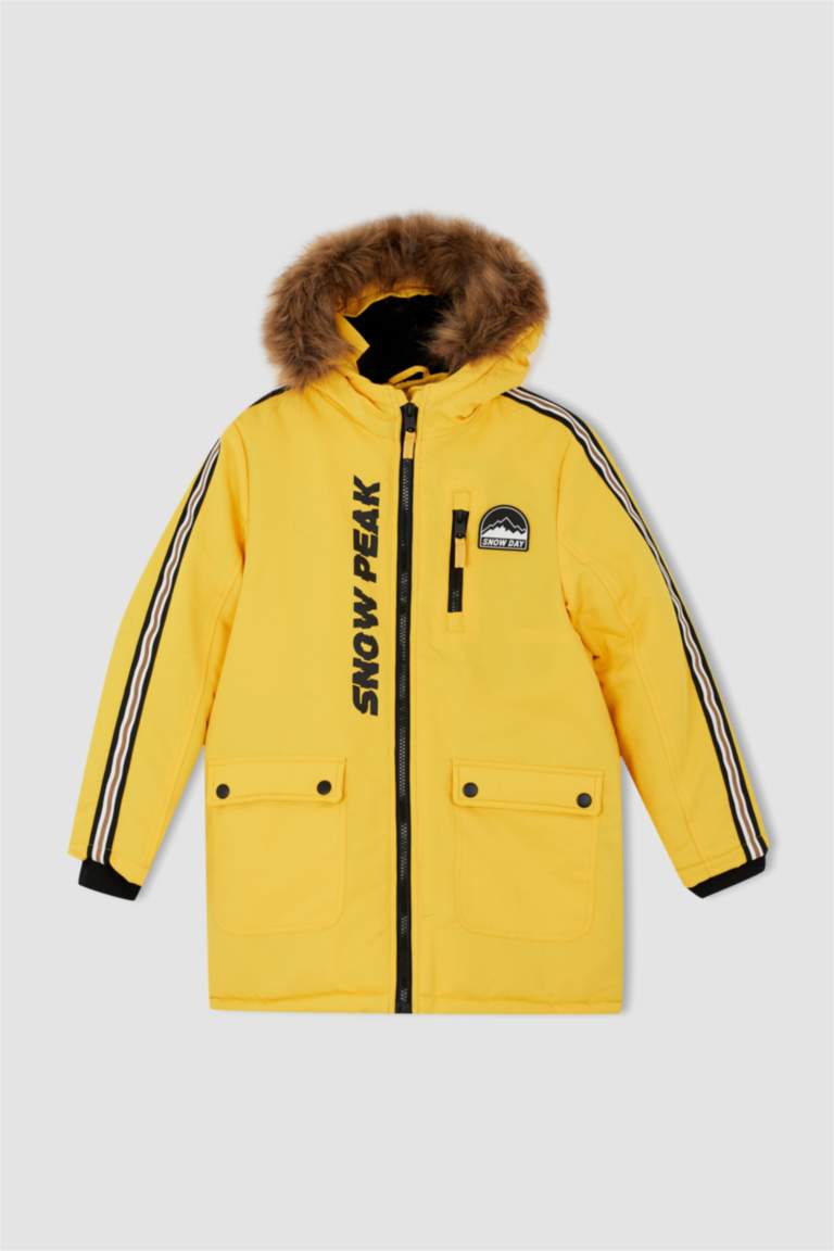 Yellow Boys & Teens Boy Hooded Plush Lining Jacket 2480591 | DeFacto