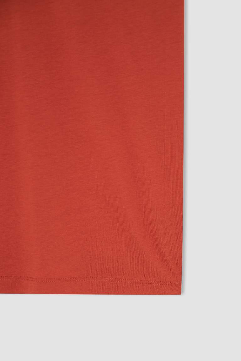 Orange Homme T Shirt En Coton Peigné à Manches Courtes Et Col Rond