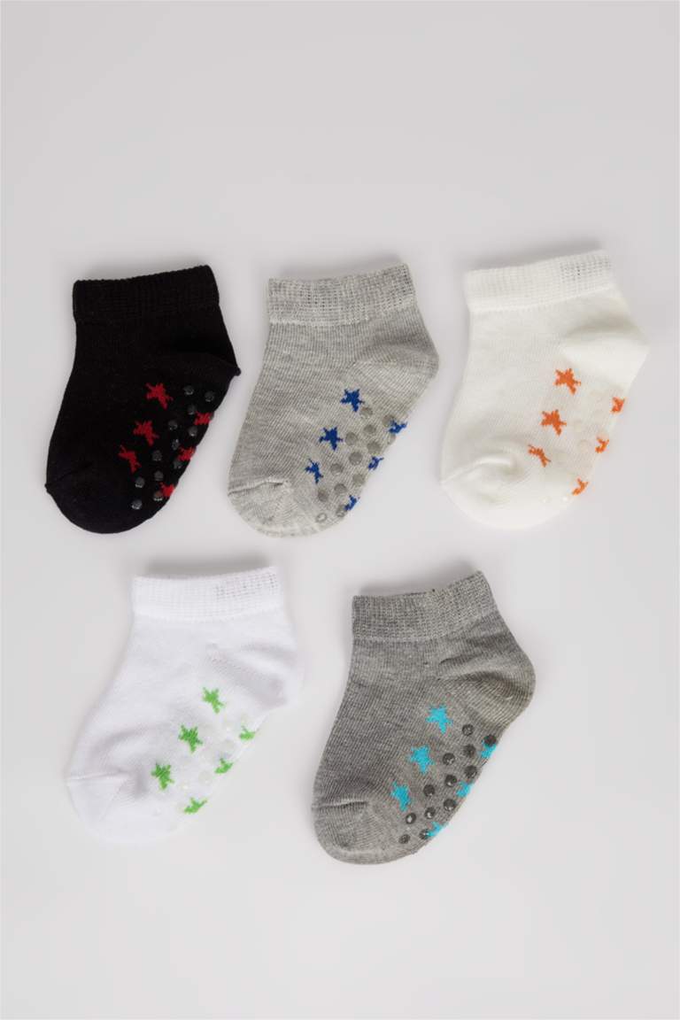 Mixed Color BABY BOY Baby Boy Cotton Non-Slip Sole 5 Pack Short Socks ...