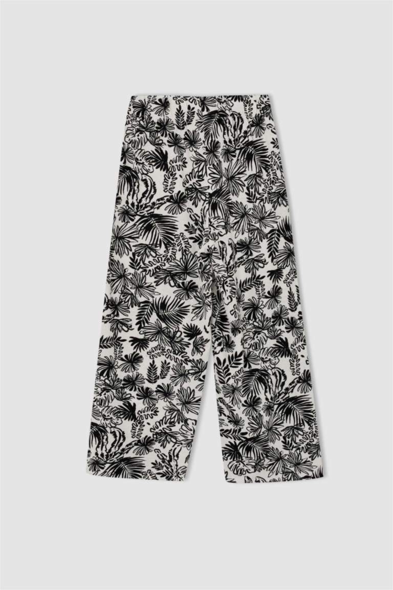 Ecru WOMAN Wide Leg High Waist Patterned Linen Blend Trousers 2525612 ...