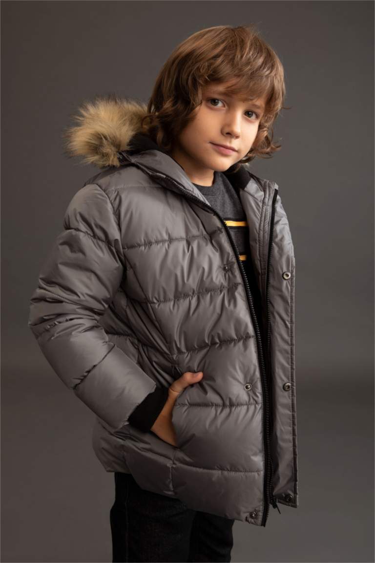 Grey BOYS & TEENS Boy Water Repellent Fleece Lining Puffer Jacket ...