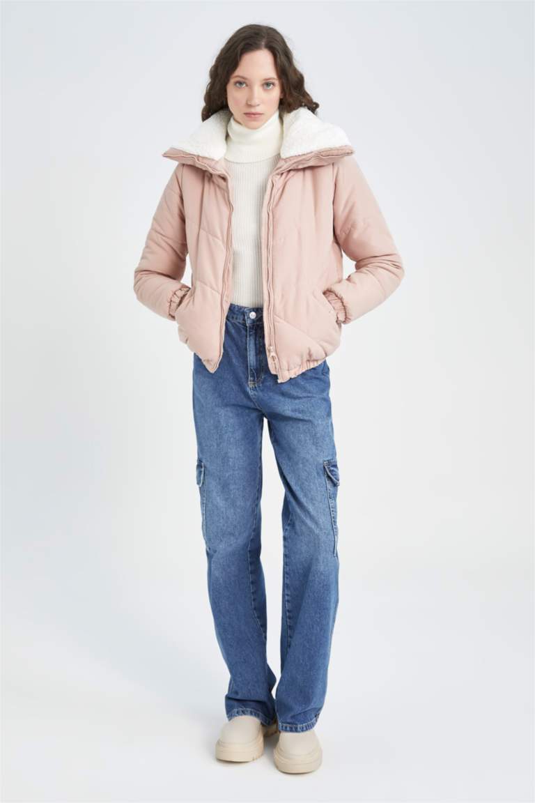 Pink WOMAN Fleece Lined Relax Fit Inflatable Coat 2525710 | DeFacto