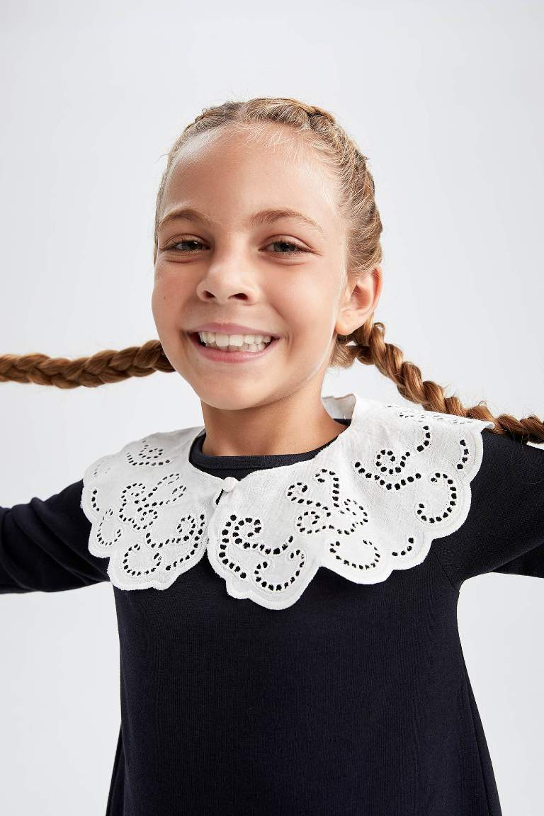 Navy GIRLS & TEENS Girl's Back To School Wide Lace Collar Long Sleeve ...