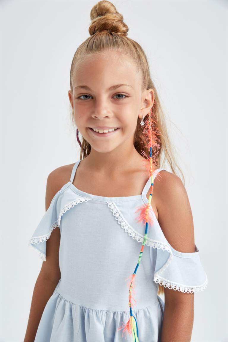 Blue GIRLS & TEENS Girl Regular Fit Strappy Frill Detail Mini Dress ...