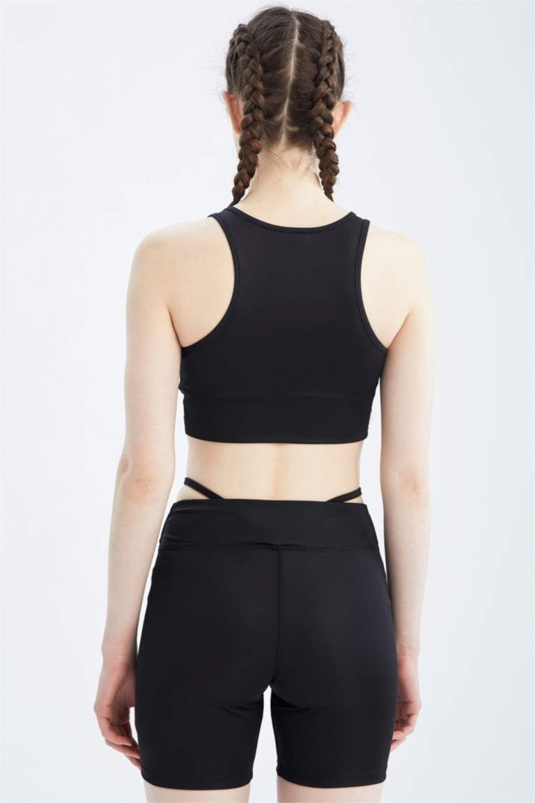 Black WOMAN Defacto Fit Strap V-Neck Front Drawstring Crop Top 2532320 ...