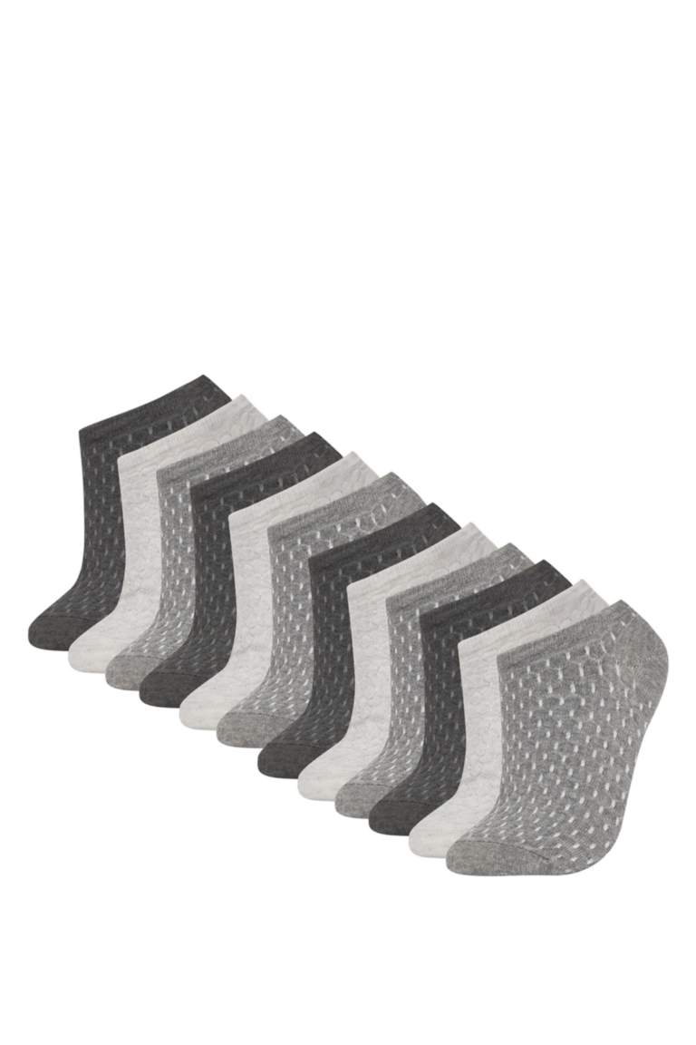 Gri Kadın Kadın 12'li Pamuklu Patik Çorap 2514046 | DeFacto