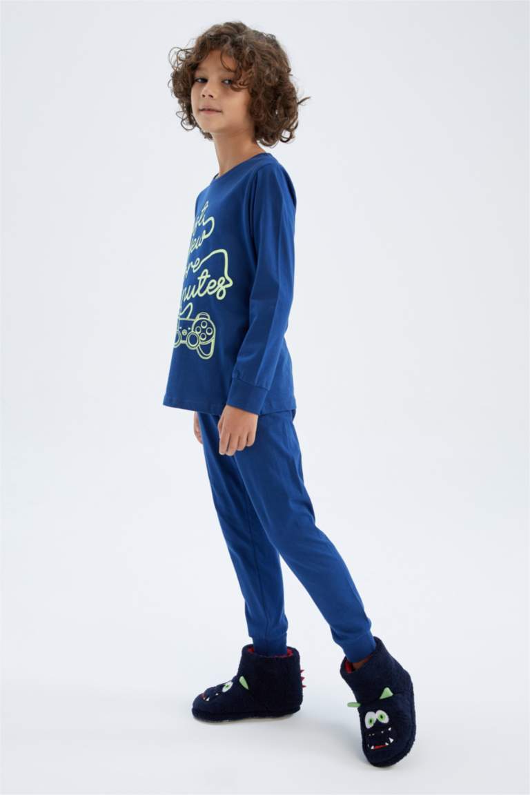 Blue BOYS & TEENS 2 piece Regular Fit Knitted Pyjamas 2561978 | DeFacto
