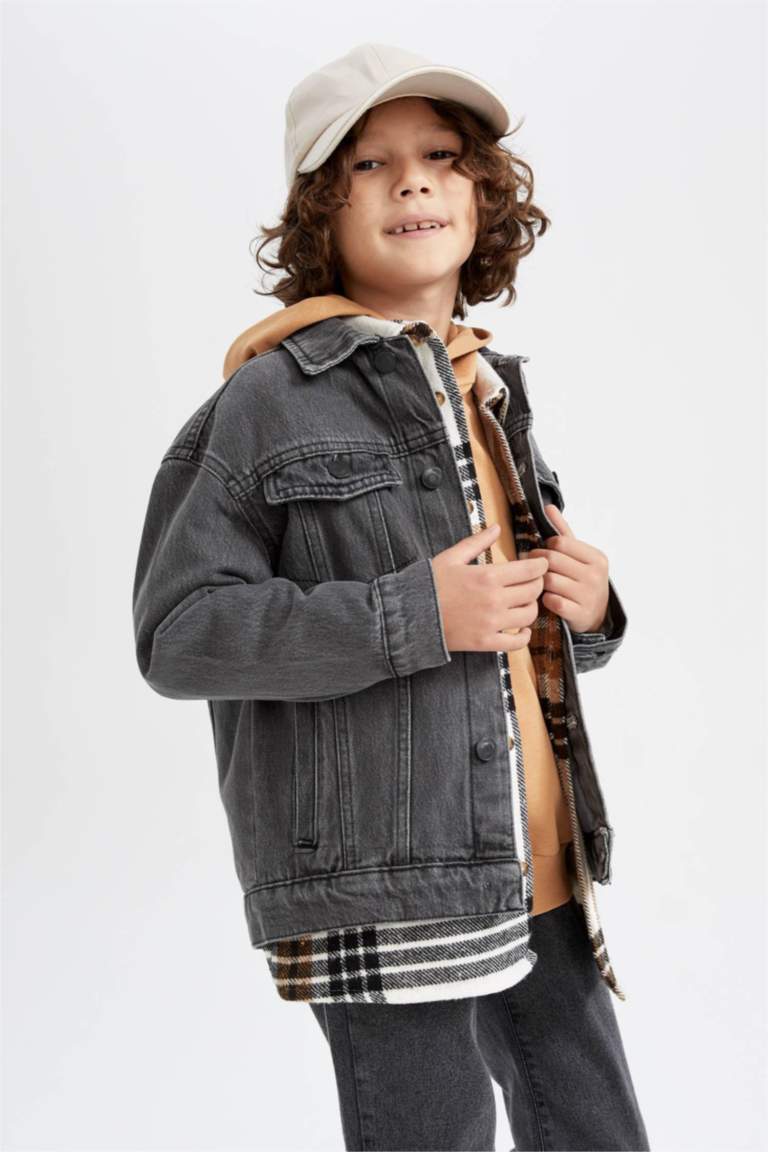 Black BOYS & TEENS Boy Polo Neck Jean Jacket 2631207 | DeFacto