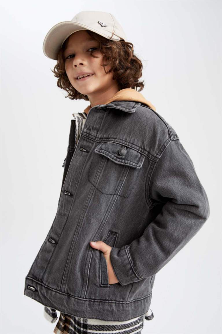 Black Boys & Teens Boy Polo Neck Jean Jacket 2631207 | DeFacto