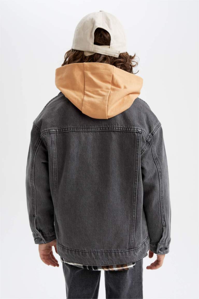Black BOYS & TEENS Boy Polo Neck Jean Jacket 2631207 | DeFacto