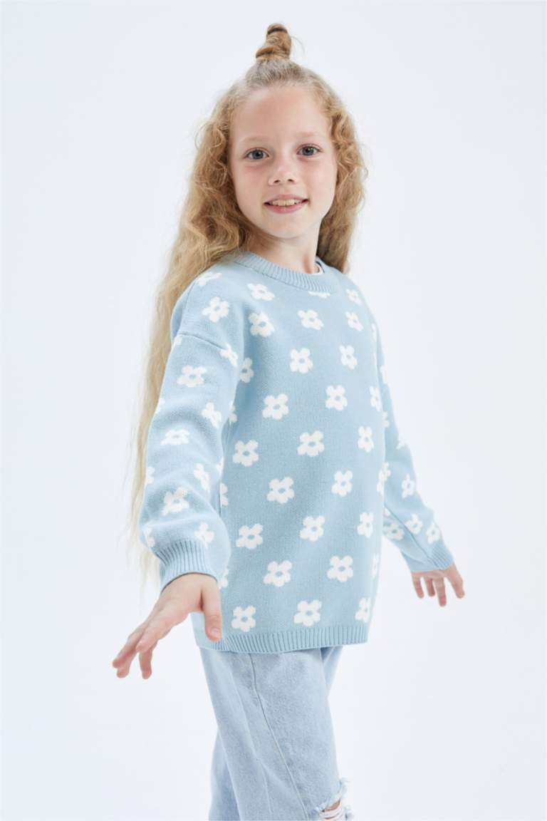 Blue GIRLS & TEENS Girl Regular Fit Crew Neck Pullover 2532348 | DeFacto