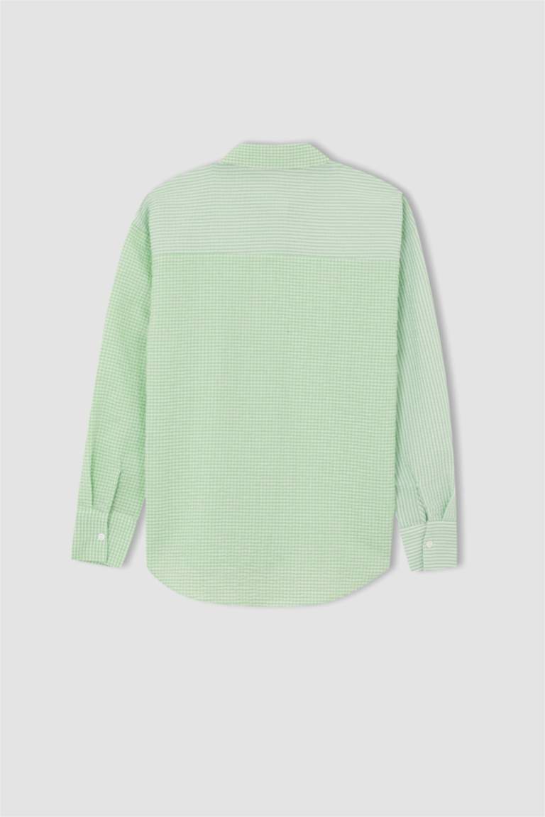 Green WOMAN Oversized Long Sleeve One Side Pocket Shirt 2538795 | DeFacto
