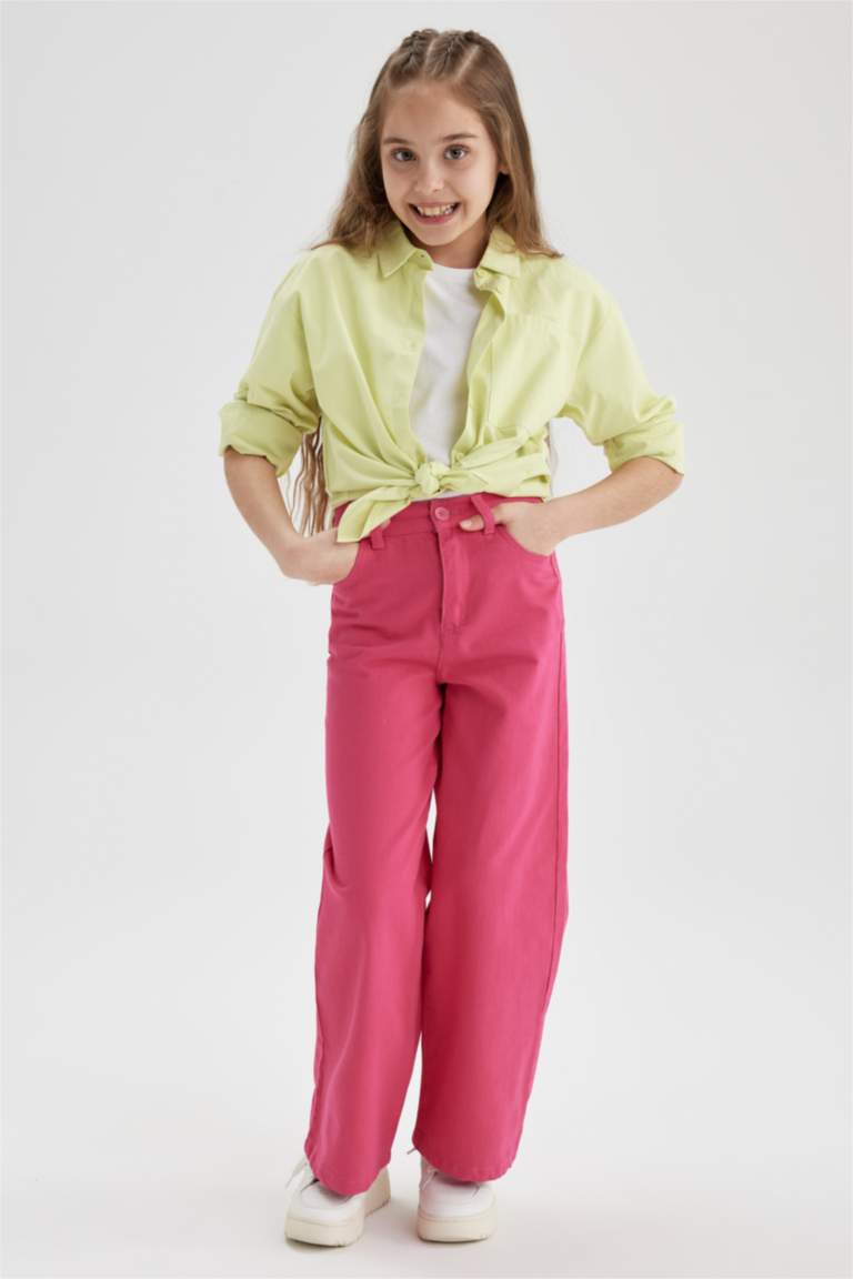 Pink Girls & Teens Girl Wide Leg Cotton Trousers 2752050 | DeFacto