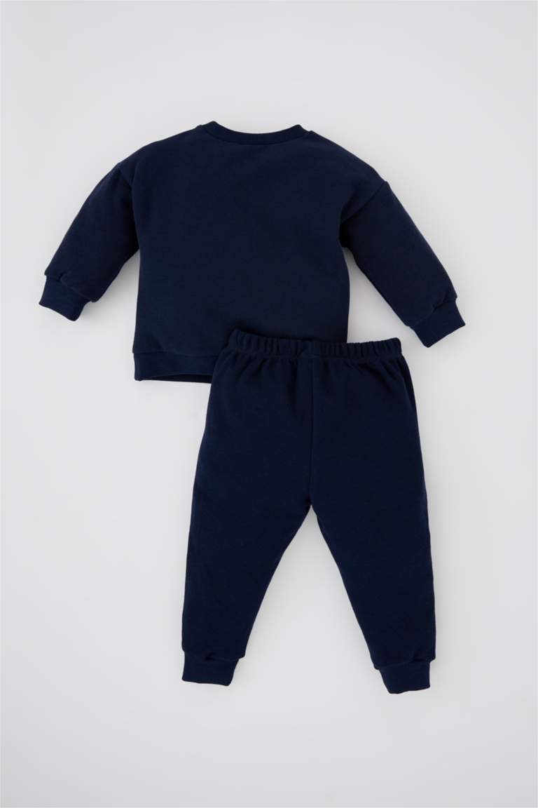 Navy Baby Boy 2 piece Regular Fit Crew Neck Slogan Set 2545035 | DeFacto