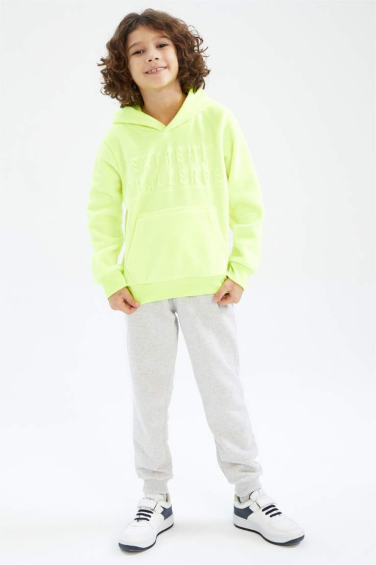 Jaune GARÇONS Sweat Garçon Regular Fit À Capuche Avec Poche Kangourou ...